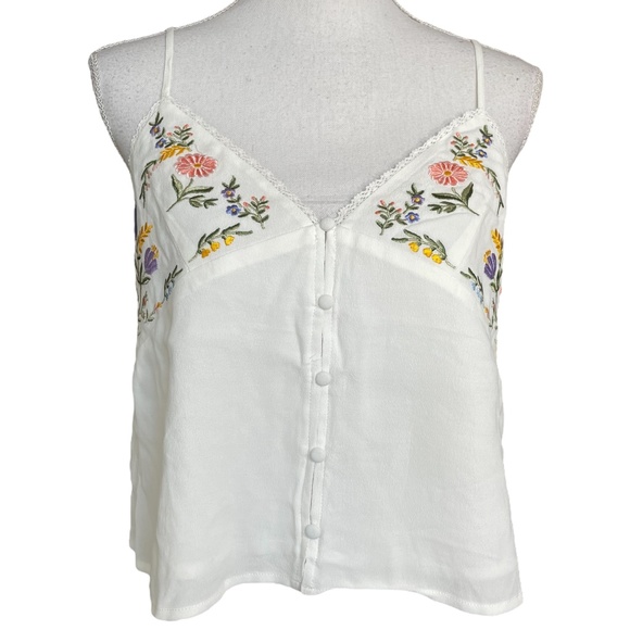 Tops | Floral Embroidered Cami New L Rouleau Vneck Tank Top Sleeveless ...